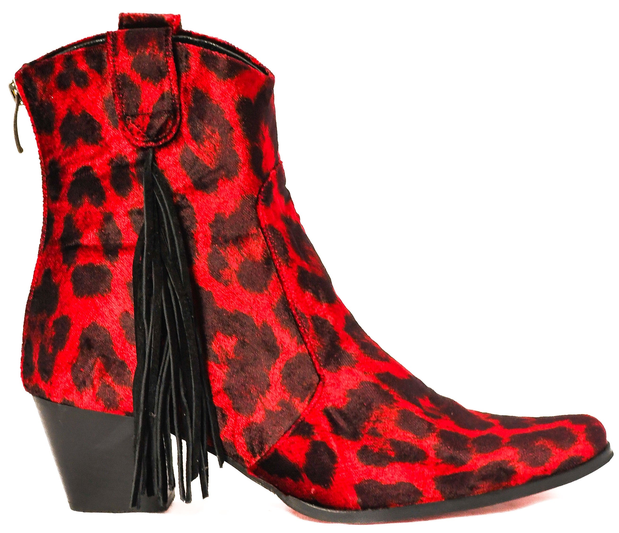 Red Jaguar Fringe Bootie – Rockwell Tharp
