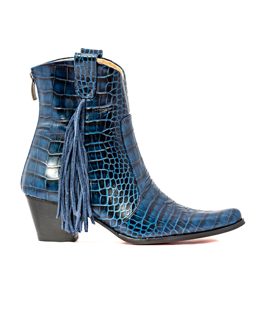 Navy Fringe Bootie – Rockwell Tharp